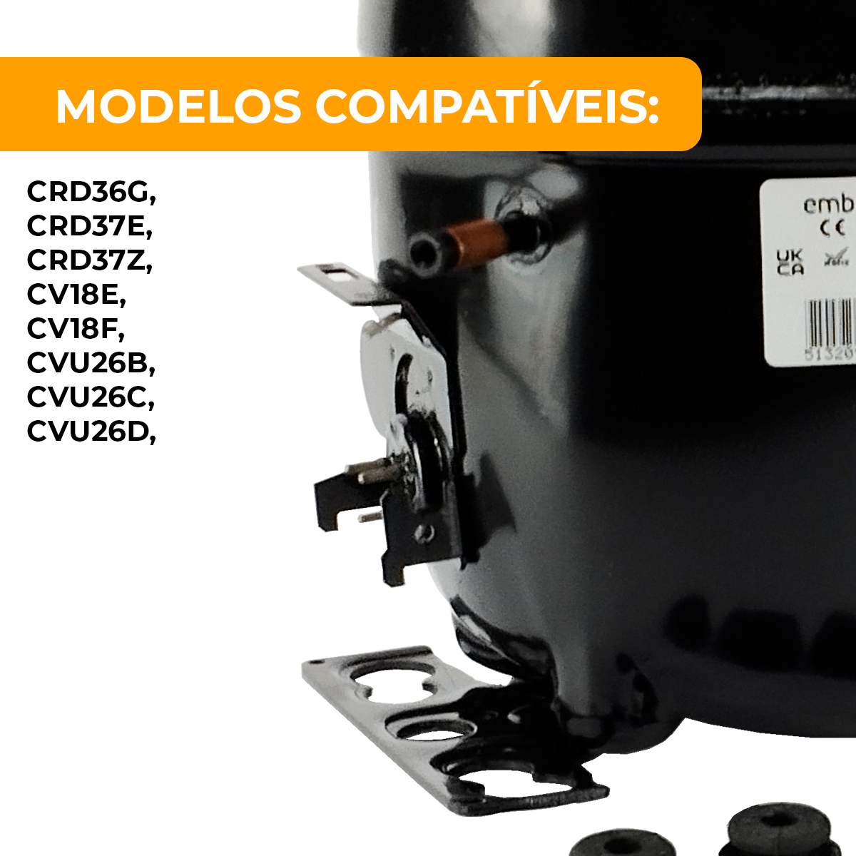 Compressor Embraco 1/3 FFI12HBX R134 220V W10393823