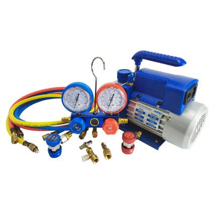 Kit Bomba de Vácuo 3 CFM + Manifold Analógico Residencial e Automotivo